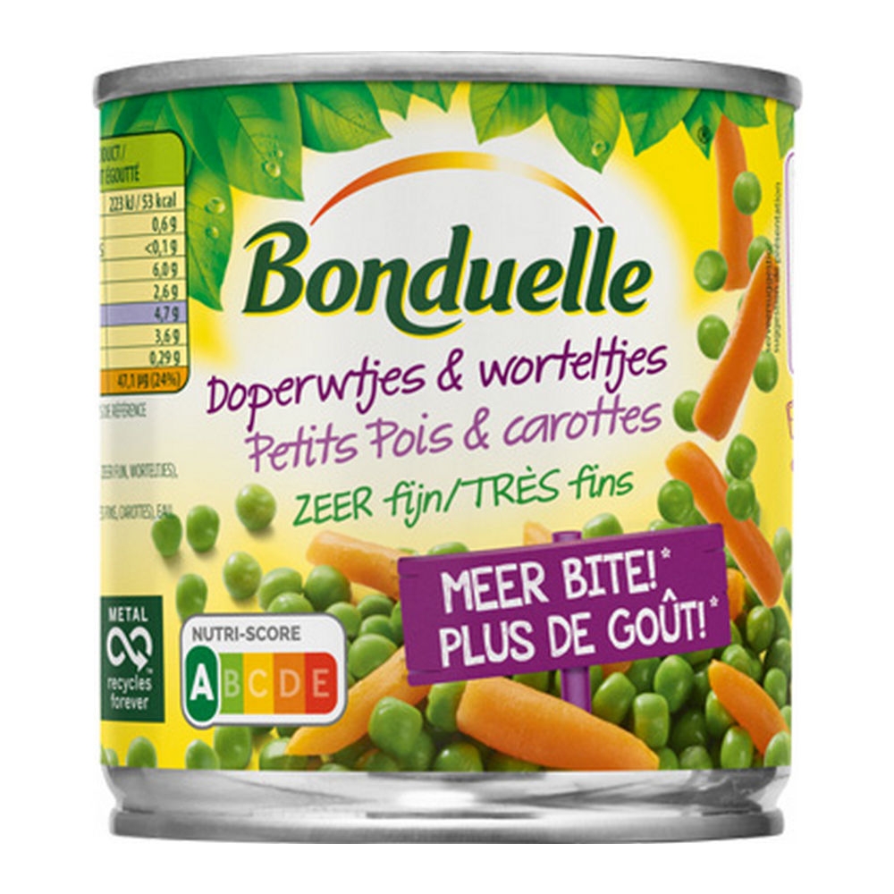 Bonduelle - Doperwtjes & Worteltjes zeer fijn - 12x 150g | FoodWorld-XL